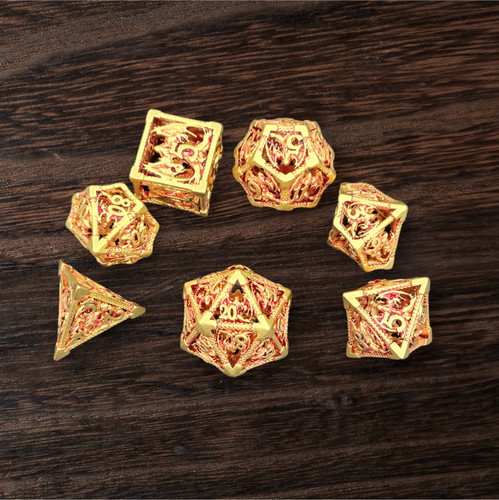 Regal Cthulhu - Set of 7 Dice for DND and TTRPG's, Hollow, Red and Gold ...