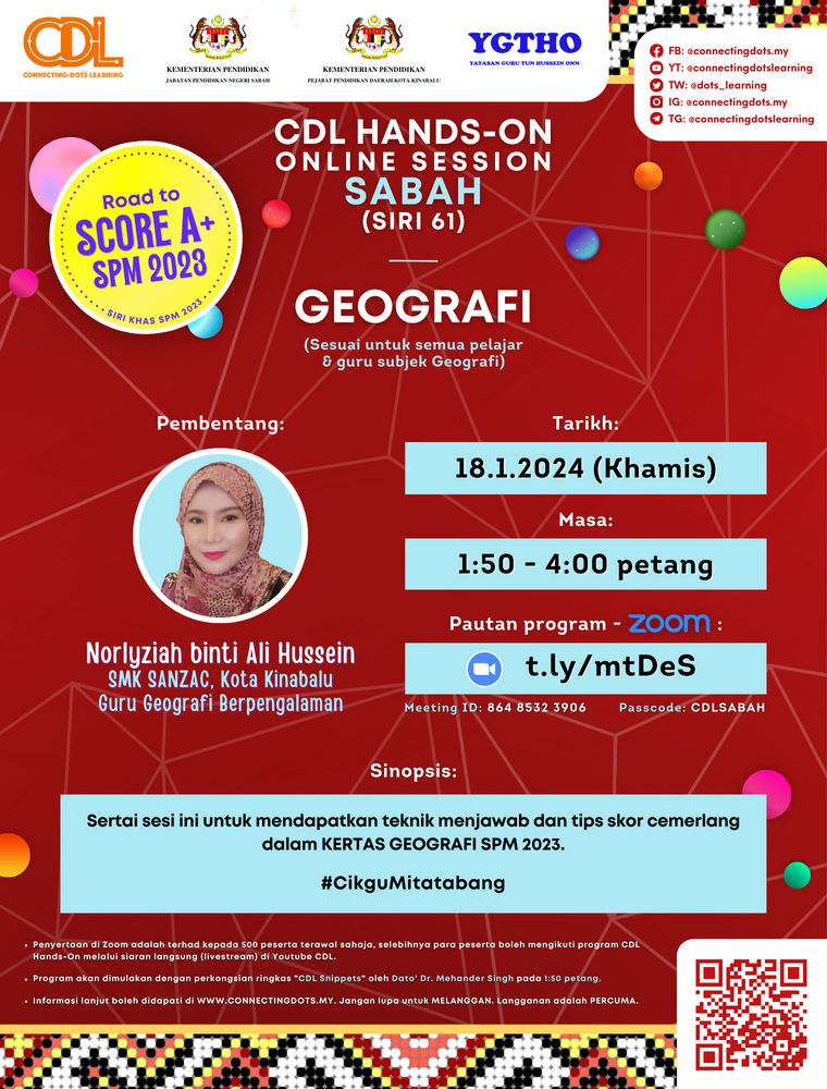 PAUTAN PROGRAM CDL Hands-On Online Session SABAH Siri 61 (18/1/2024) | connectingdots.my