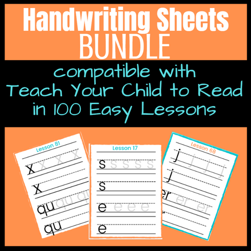 Handwriting BUNDLE compatible w/ Teach Your Child to Read in 100 Easy ...