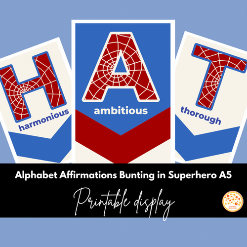 Alphabet Affirmations Bunting in Superhero A5 | Synthesis Education