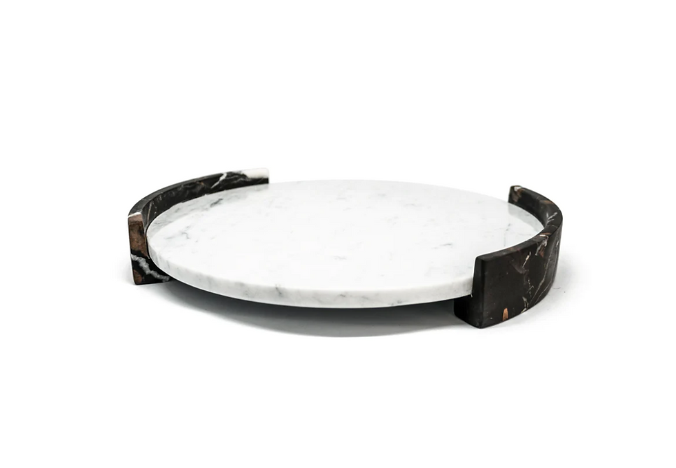 Large Serving Platter | White Marble Round Tray - Handcrafted in Italy ...