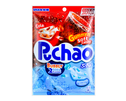 UHA Mikakuto Puchao Soft Candy w/Gummy Bits Cola and Ramune Soda ...