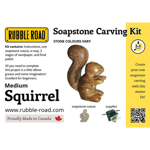 Squirrel Medium Soapstone Carving Kit | RubbleRoad Soapstone