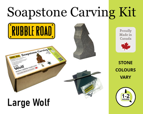 Wolf Large Soapstone Carving Kit | RubbleRoad Soapstone