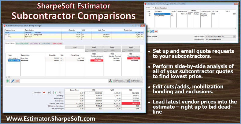 Subcontractor Comparisons | SharpeSoft Construction Software Solutions
