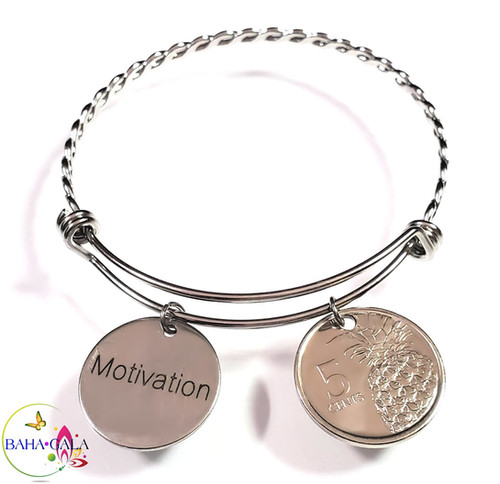 Bahamian Coin "Inspire" Stainless Steel "Butterfly Twist" Adjustable ...
