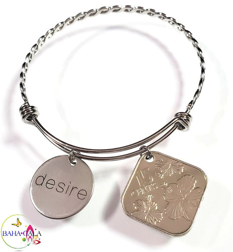 Bahamian Coin "Inspire" Stainless Steel "Butterfly Twist" Adjustable ...