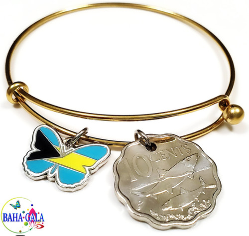 The Lovely "Bahamian Butterfly" Charm & Coin Bangle. | bahagala