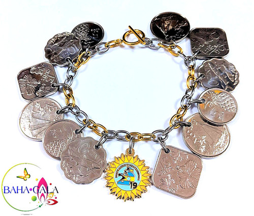 Authentic Bahamian Coins & Charms Stainless Steel Charm Bracelet | bahagala