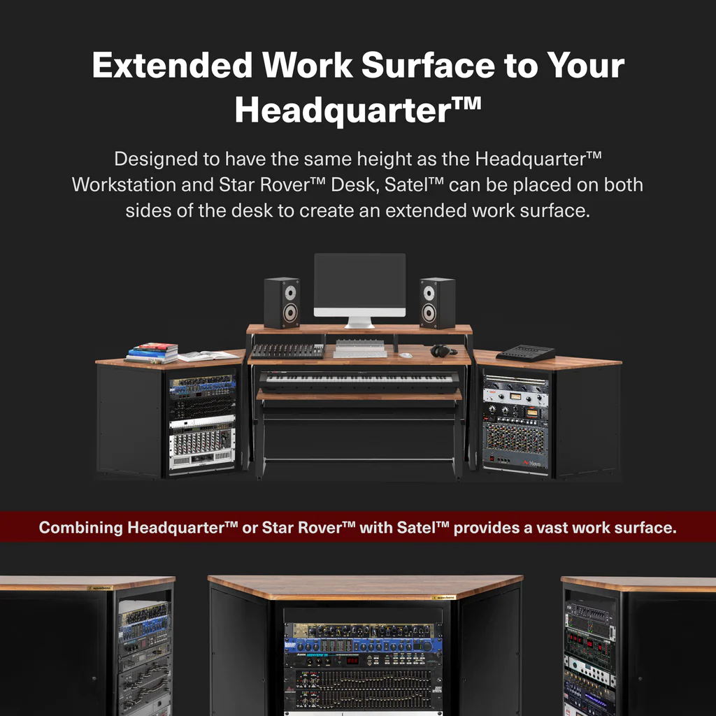 Wavebone Satel™ 3way Face Rackmount-Beautiful Wood & Steel Black 13U Rack Space | AV Caribbean ...