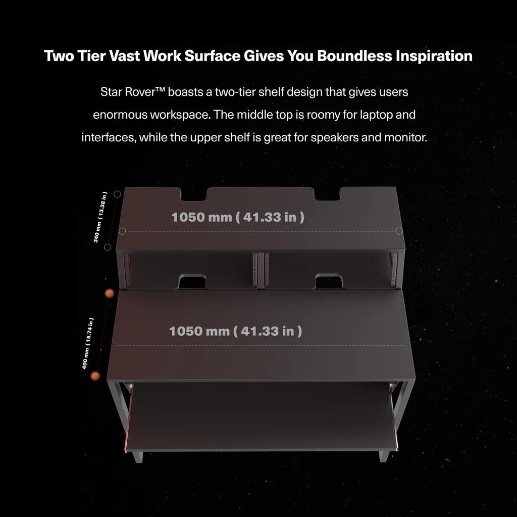 Wavebone Star Rover™ Studio Desk 6U Rack Space+Ergonomic Angled Color ...