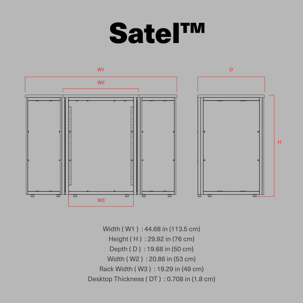 Wavebone Satel™ 3way Face Rackmount-Beautiful Wood & Steel Black 13U Rack Space | AV Caribbean ...