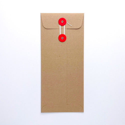 # 10 String Tie Envelopes - Red Button | Fire Hound Press