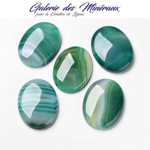 AGATE Verte à Bandes pierre minérale cabochon ovale en 18x13mm ...