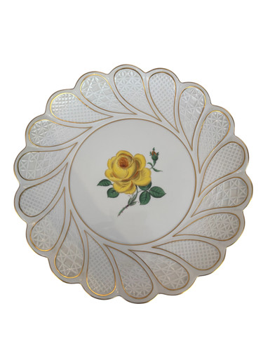 Meissen Porzellan Teller - Gelbe Rose | vetter-antiquitaeten