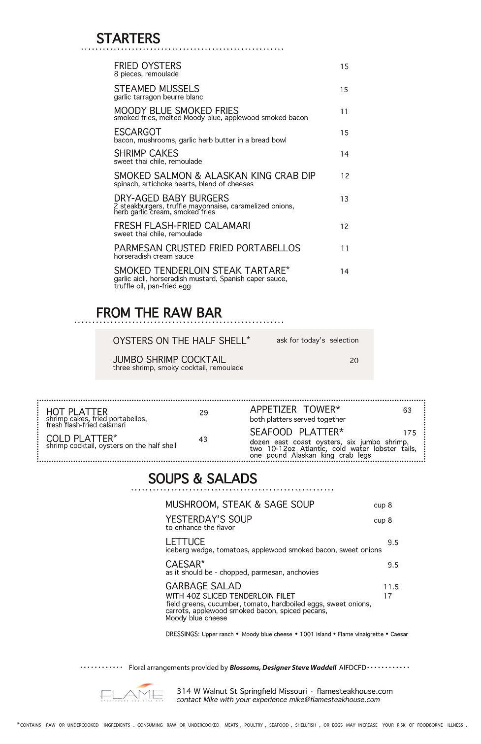 Menu | flame-steakhouse