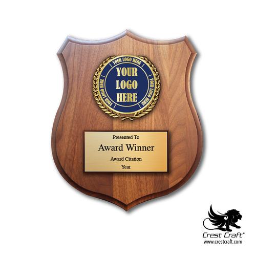 Shield Plaque with Brass Plate & Enamel Seal | Crest Craft Company