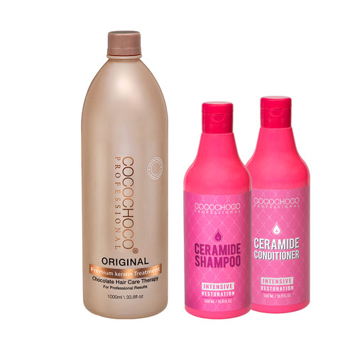 COCOCHOCO original keratin hair treatment 1000ml +ceramide shampoo ...