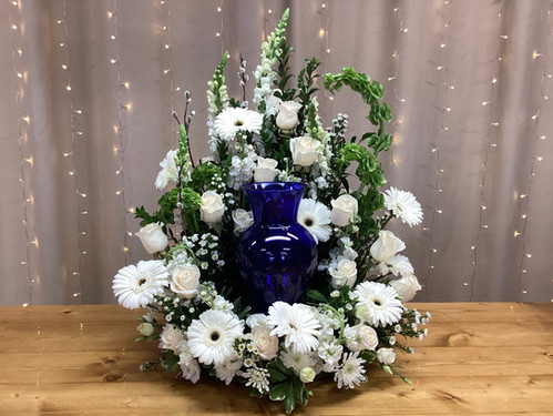 Urn Surround in White | Walden Floral Design