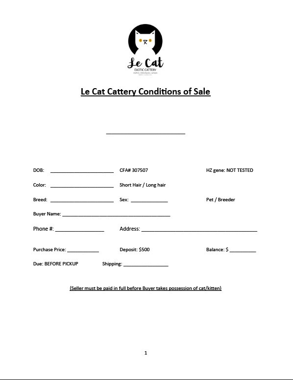 CONTRACT | Le Cat Cattery