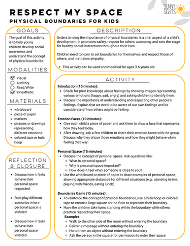 Respect My Space: Physical Boundaries for Kids | Sunny Sights