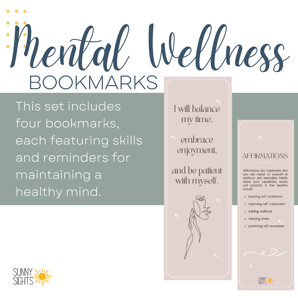 Mental Wellness Bookmark Set | Sunny Sights