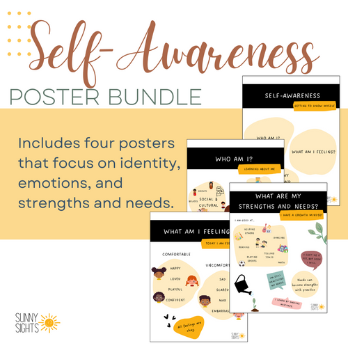 Self-Awareness Poster Bundle for Elementary (Yellow Theme) | Sunny Sights