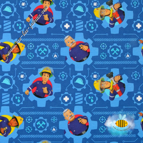 Fireman Sam blue - LICENCED - Jersey | Eco bee fabrics