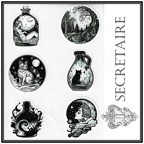 Sticker sheet: Celestial oddities. Design 1 of 2. Size: 19.5 x 10.5 cm ...