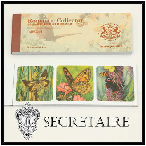 Vintage-style washi sticker booklet with 90 stickers (butterfly) [PD16B ...