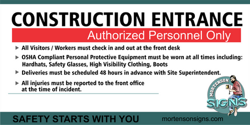 Custom Work Site Sign | mortsigns