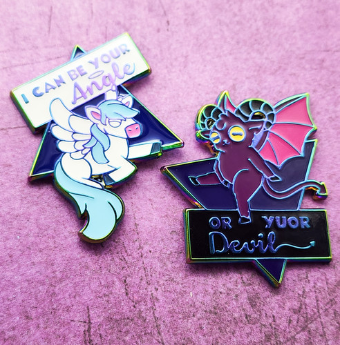 Vaporwave Angel/Devil Enamel Pin Set | Toku Arts