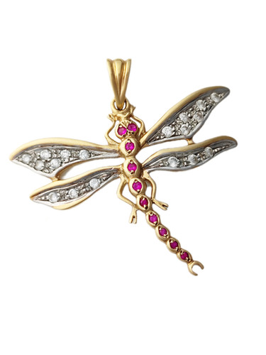 Vintage 9ct ruby dragonfly | TOVS