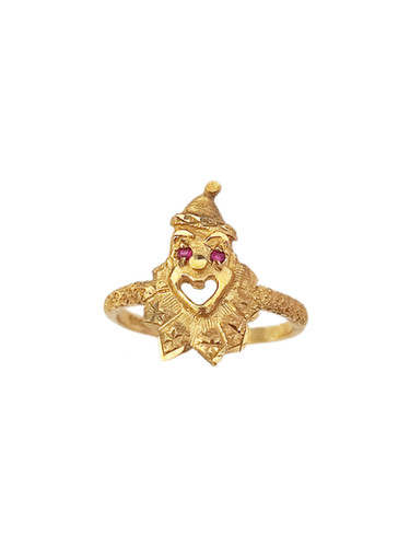 Vintage 9ct gold clown ring with ruby eyes | TOVS