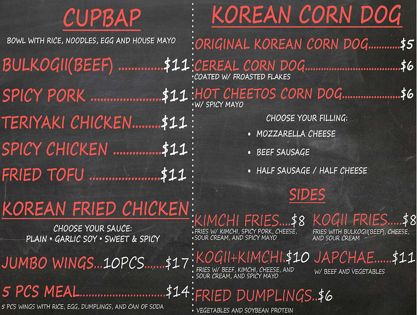 Menu | kogiikogiiexpress