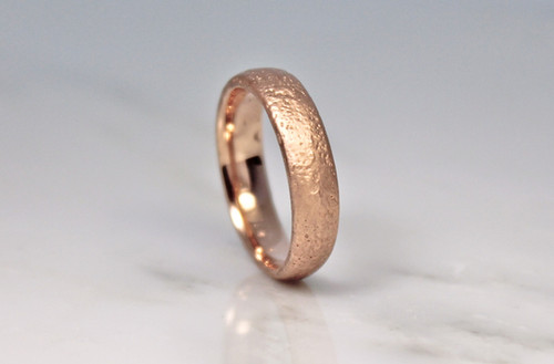 9ct Rose Sand Cast Ring 5mm. | WoodenGold