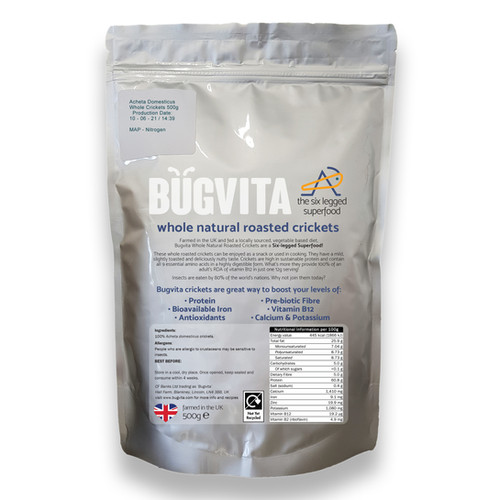 Bugvita Whole Roasted Crickets - XL 250g | Bugvita