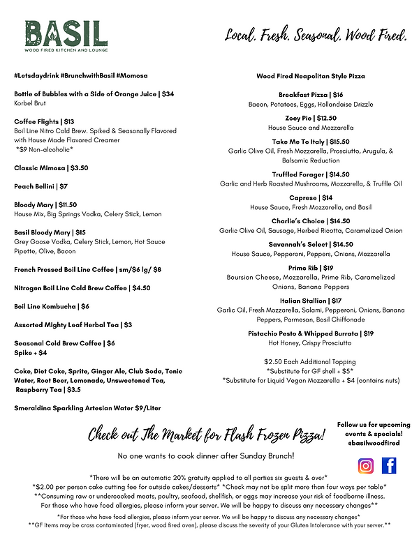 Menu | Basil Wood Fired