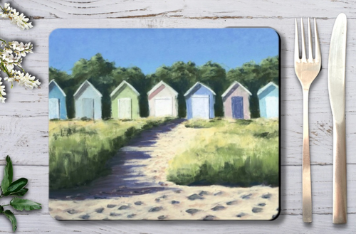 Chapel Point Beach Huts placemats | Art by Geraldine Seg