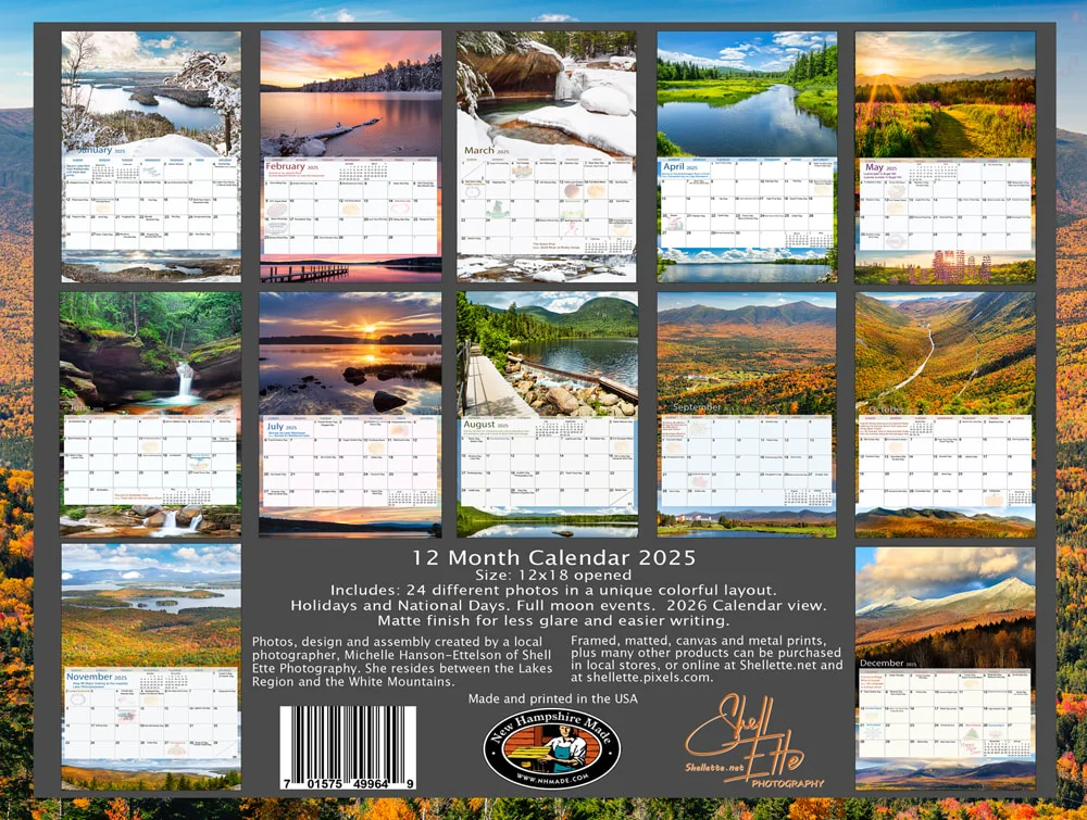 2025 Lakes & White Mountains Calendar | nahamsha