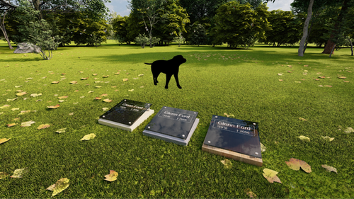 Grave tile made of natural stone and anthracite glass | Loek van holland
