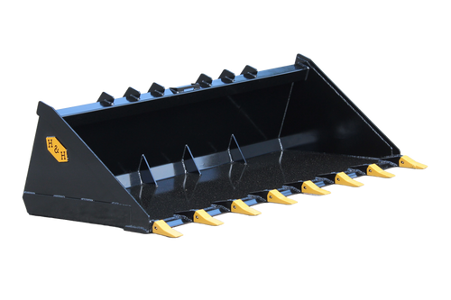 72" Heavy Duty Skid Steer Bucket with Teeth | H&H Attachments
