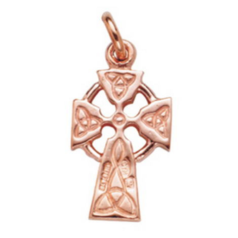 Authentic Welsh Rose Gold Celtic Cross Charm at Welsh Gold Shop