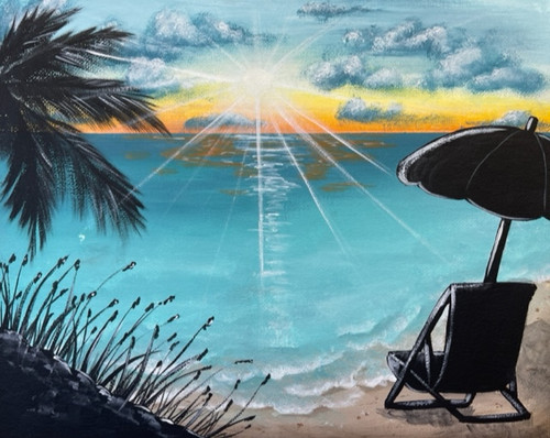 Relaxing at the Beach Line Drawing only | Lonna Lamb Designs