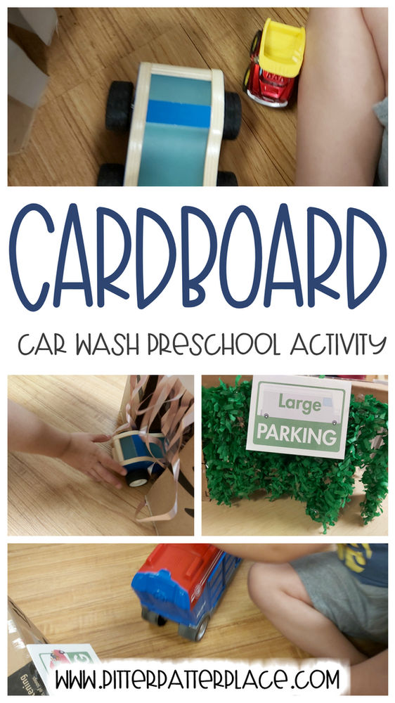 Cardboard Car Wash Preschool Dramatic Play Activity