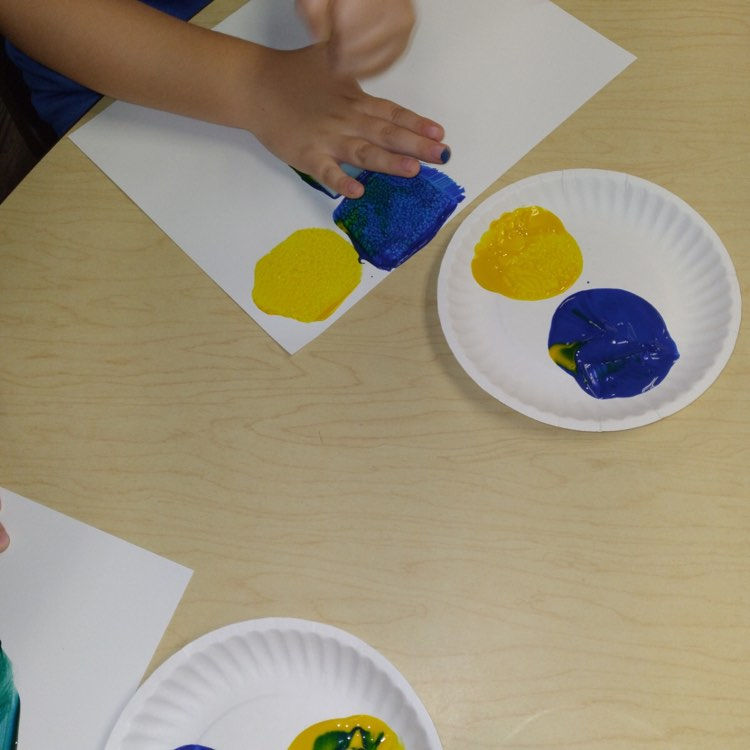Blue and Yellow Painting Activity for Preschoolers