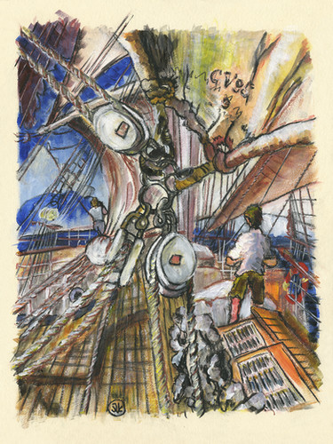 Le Belem - Mainsail tack (51x67cm) | galerie
