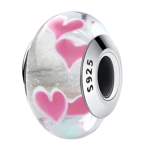 Pink Hearts Murano Glass Bead | Linx Jewelry Company