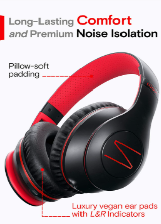 Blast Wireless Bluetooth Headphones with Mic, Over Ear Headphones for ...