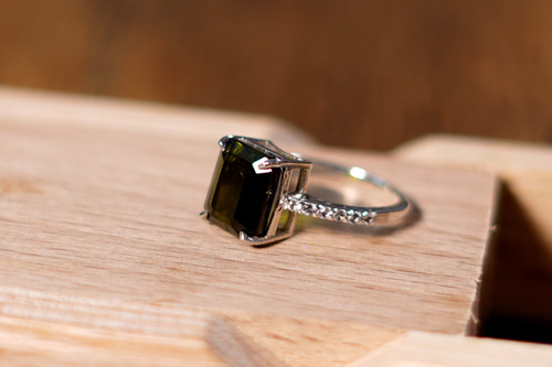 Black Tourmaline Silver Ring for Protection & Grounding | Adjustable Ring